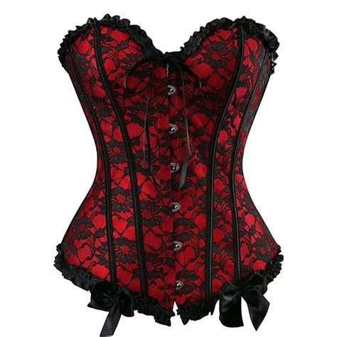 Corset Baroque Rouge Et Noir Ange Des Plaisirs