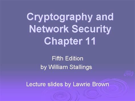 Cryptography And Network Security Chapter 11 Fifth Edition