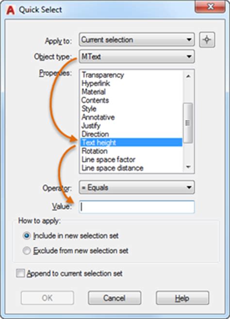 How To Set Quick Select For Text Height In AutoCAD