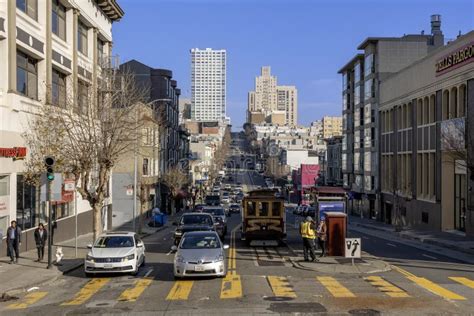Busy Day On The Corner Of Polk And California St In Nob Hill San