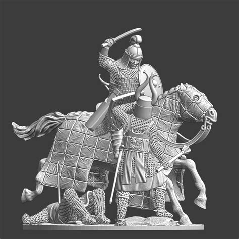 3d Printable Mongol Warrior Vs Crusader Knight Vignette By Northern