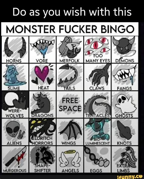 Do As You Wish With This Monster Fucker Bingo Vore Ls Sume Heat Free Space Gh Horrors Wines