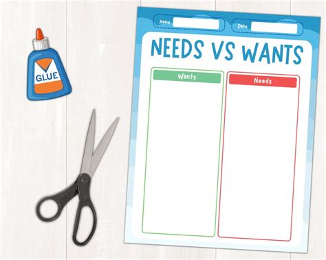 Needs Vs Wants Sort Worksheets Cut And Paste Activity Needs And