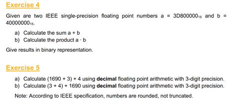 solved exercise 4given are two ieee single precision