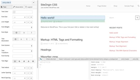 Visual Editor Siteorigin