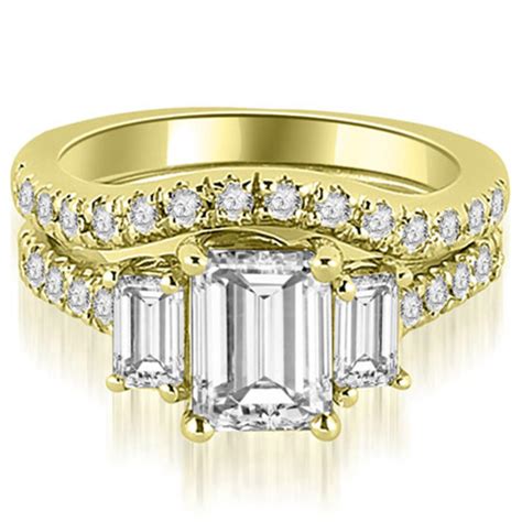 225 Cttw 14k Yellow Gold Lucida Three Stone Diamond Emerald Cut