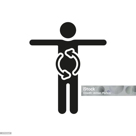 인간 그림 실루엣 아이콘입니다 소화 소화 건강 영양 신진 대사 웰빙 기호 고립된 벡터 일러스트 레이 션 건강 진단에 대한 스톡 벡터 아트 및 기타 이미지 Istock