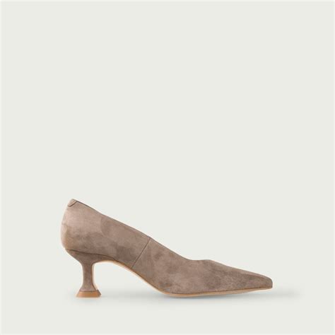 Pantofi Stiletto Cu Toc Evazat Antonia Din Piele Naturală Grej