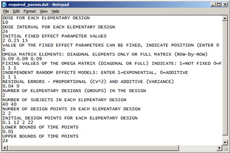 Picture Of Requiredparamdat File With Input Parameters For Population