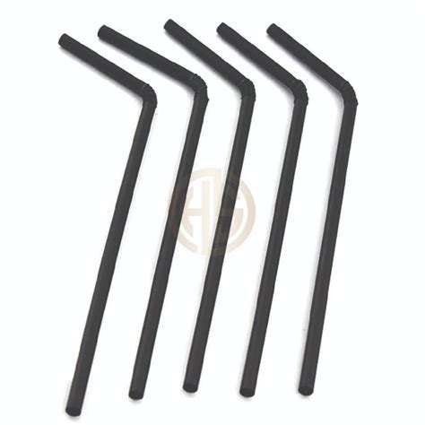 6 X 240mm Black Paper Straws Flexi