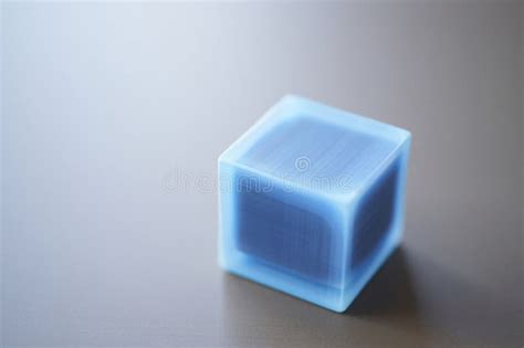 Translucent Blue Cube With Internal Layered Structure And Soft Light