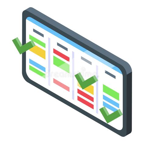 Agile Board Showing Check Marked Tasks On Tablet Screen Stock Vector Illustration Of