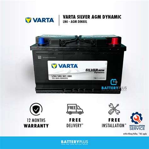 Installation Provided Ln4 Agm Din80l Din80 Varta Silver Agm Dynamic Car Battery Bateri
