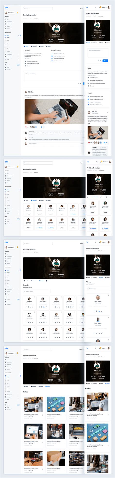 user profile dashboard behance