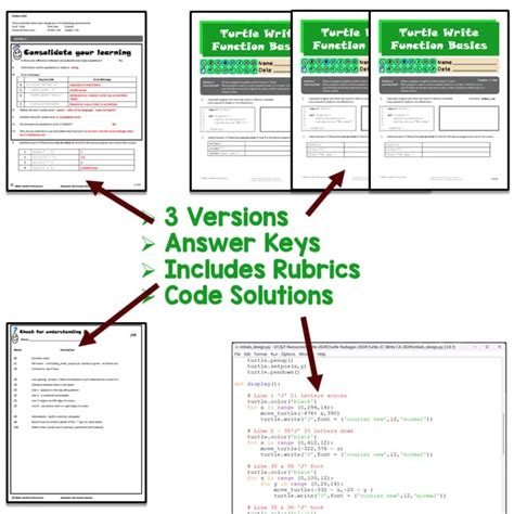 The Write Function And For Loops 3 Version Turtle Unit 2 By Computer Corner