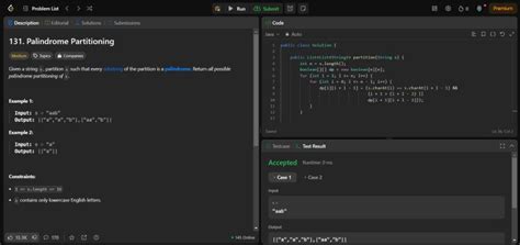 100daysofcodechallenge Leetcode Palindromepartitioning