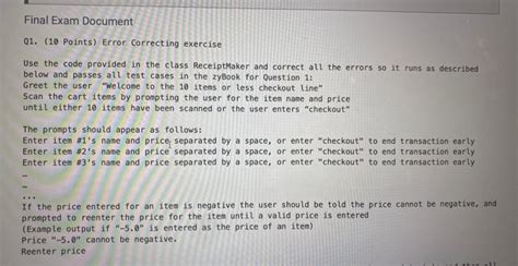 solved final exam document q1 10 points error correcting
