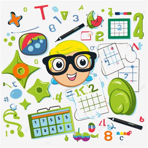 Gambar Lembaran Kerja Matematik Clipart Kartun Budak Sekolah Dengan