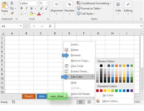 Renaming Sheets And Formatting Sheet Tabs In Excel