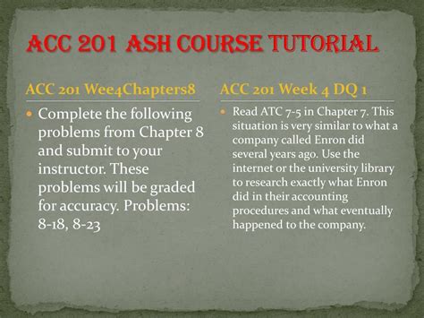 Ppt Acc 201 Ash Courses Tutorialuophelp Powerpoint Presentation