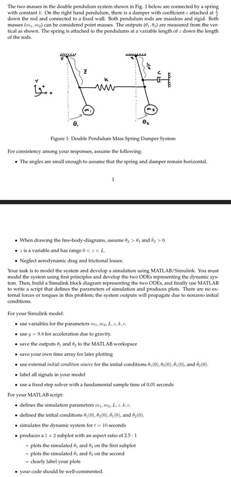 Solved The Two Masses In The Double Pendulum System Shown In