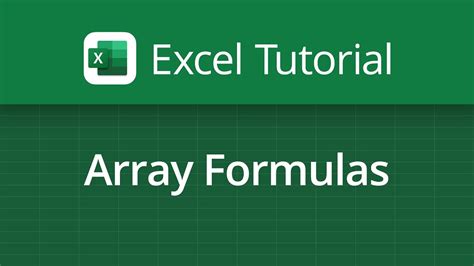 Excel Video Tutorial Array Formulas Youtube