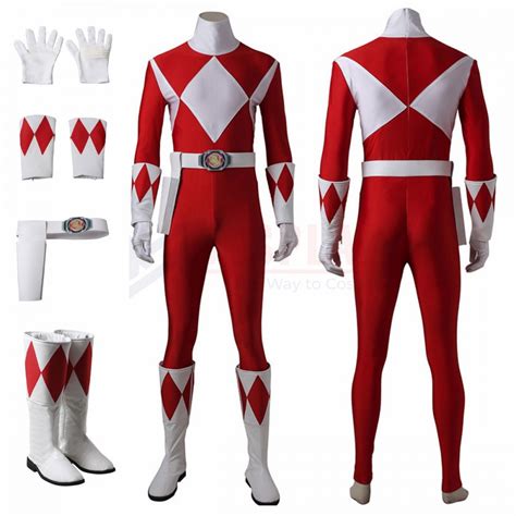 Red Ranger Cosplay Suit Mighty Morphin Power Rangers Costume