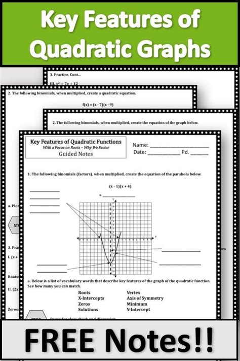 Key Features Of Quadratic Functions Worksheet Pdf Quadraticworksheet