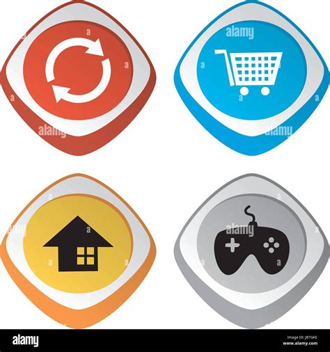 Glossy Color App Icon Button Game Asset Theme Vector Art Set Stock