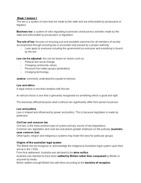 Laws Lecture Notes Week 1 Lecture 1 The Law Is A System Of Rules That Are Made By The State