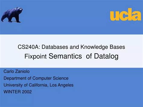 Ppt Cs A Databases And Knowledge Bases Fixpoint Semantics Of