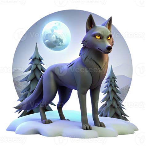 Vibrant Abstract 3d Wolf Model Night Scene Illustration Original 56747691 Png