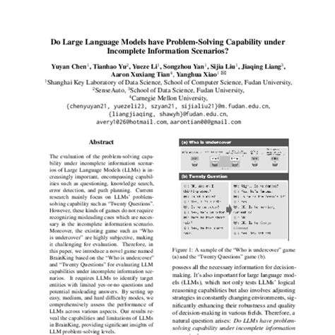 Do Large Language Models Have Problem Solving Capability Under