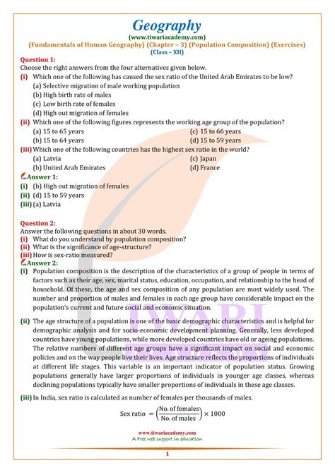Ncert Solution For Class 12 Geography Chapter 3 Population Composition Ncert Solution For Class 12 Geography Chapter 3 Population Composition