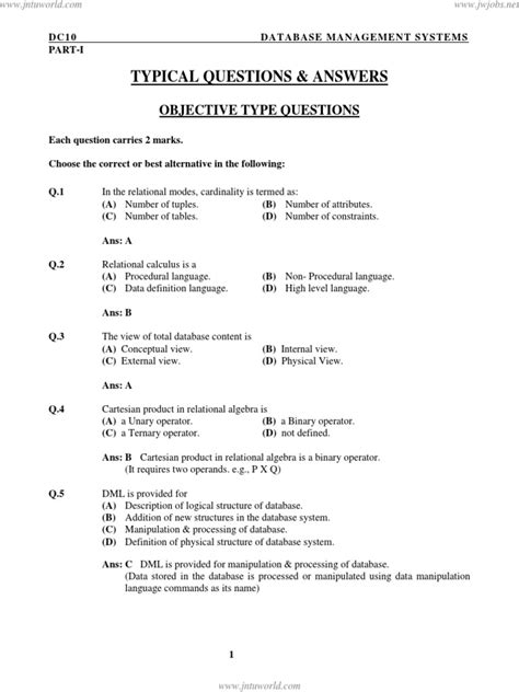 Dbms Objective Bits Pdf Pdf Databases Relational Database