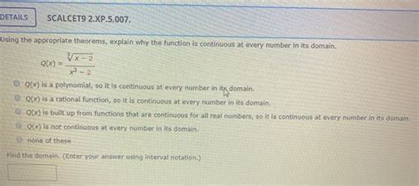 Solved DETAILS SCALCET XP Using The Appropriate Chegg