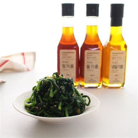 시금치나물무침 레시피 맑은 참기름 한 스푼 ⓦ시골기름집 참기름 선물세트 추천 네이버 블로그