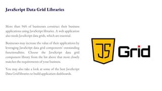 Top 7 JavaScript Data Grid Libraries PPT