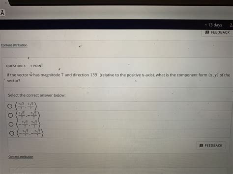 Solved Question 31 Pointnif The Vector Vecvecw Has