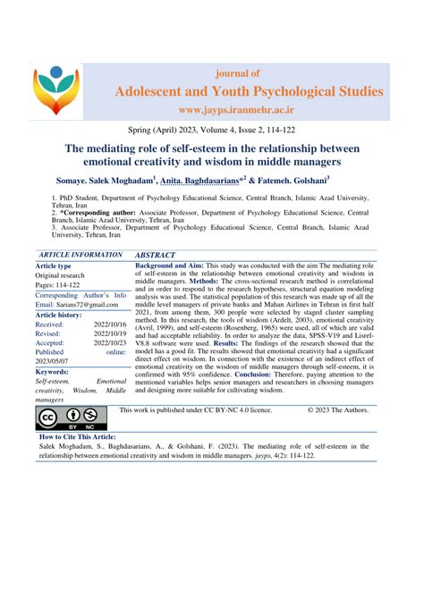 Pdf The Mediating Role Of Self Esteem In The Relationship Between