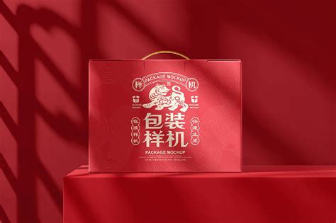手提礼盒屋顶盒包装样机遇见吾桐 站酷zcool