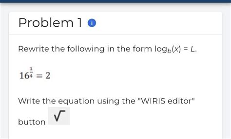 Solved Rewrite The Following In The Form Logb X L 1641 2 Chegg Com