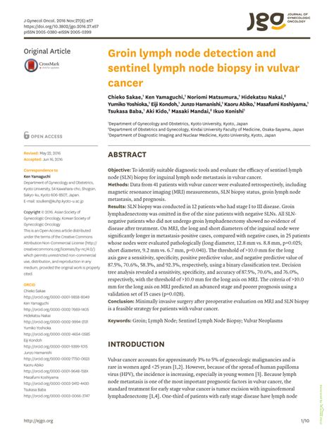 Pdf Groin Lymph Node Detection And Sentinel Lymph Node Biopsy In