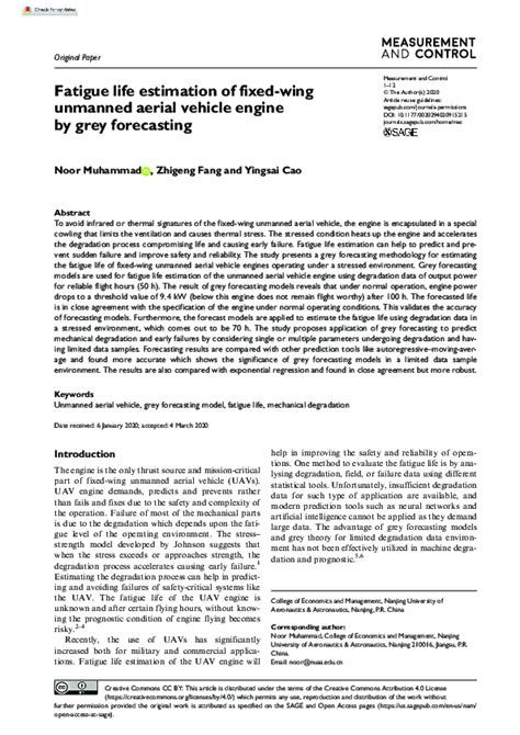 Pdf Fatigue Life Estimation Of Fixed Wing Unmanned Aerial Vehicle Engine By Grey Forecasting