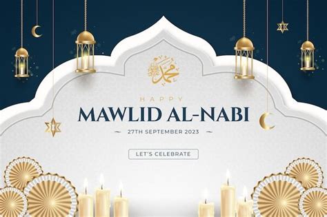 Free Vector Realistic Background For Mawlid Al Nabi Celebration