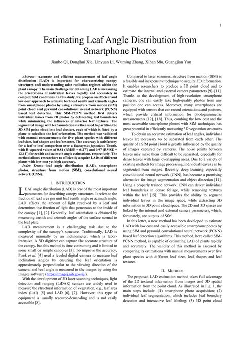Pdf Estimating Leaf Angle Distribution From Smartphone Photographs