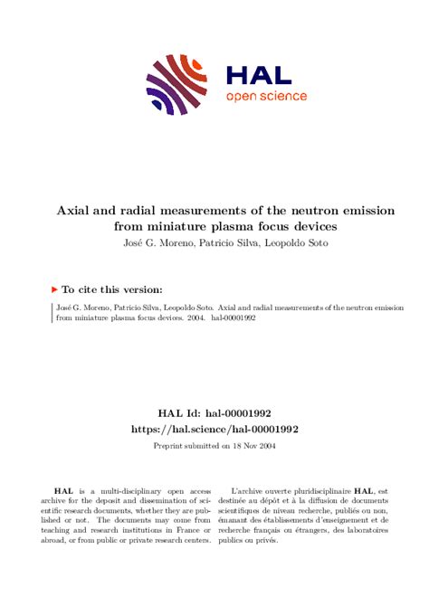 Pdf Axial And Radial Measurements Of The Neutron Emission From Miniature Plasma Focus Devices