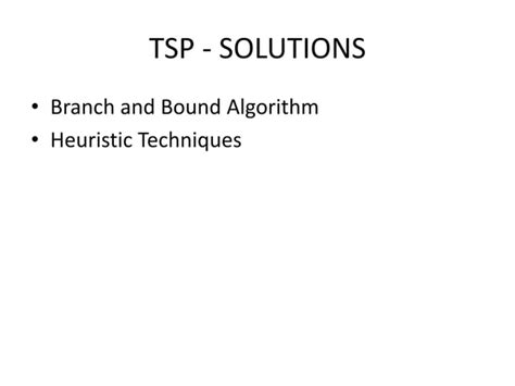 Tsp Branch And Bound Pptx Cycling Sports