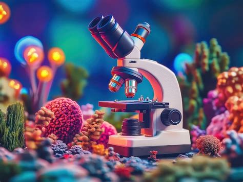 Toy Microscope With Tiny Specimens Premium Ai Generated Image