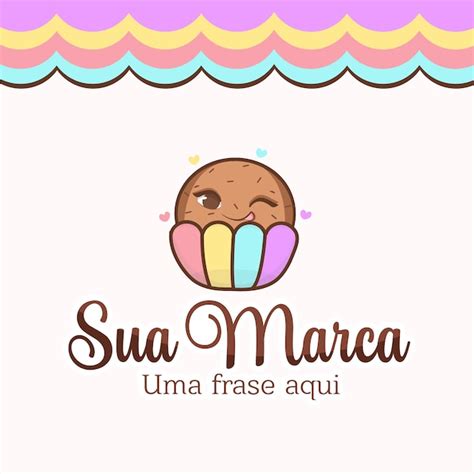 귀여운 로고 베이커리 컵케이크 터 프리미엄 벡터